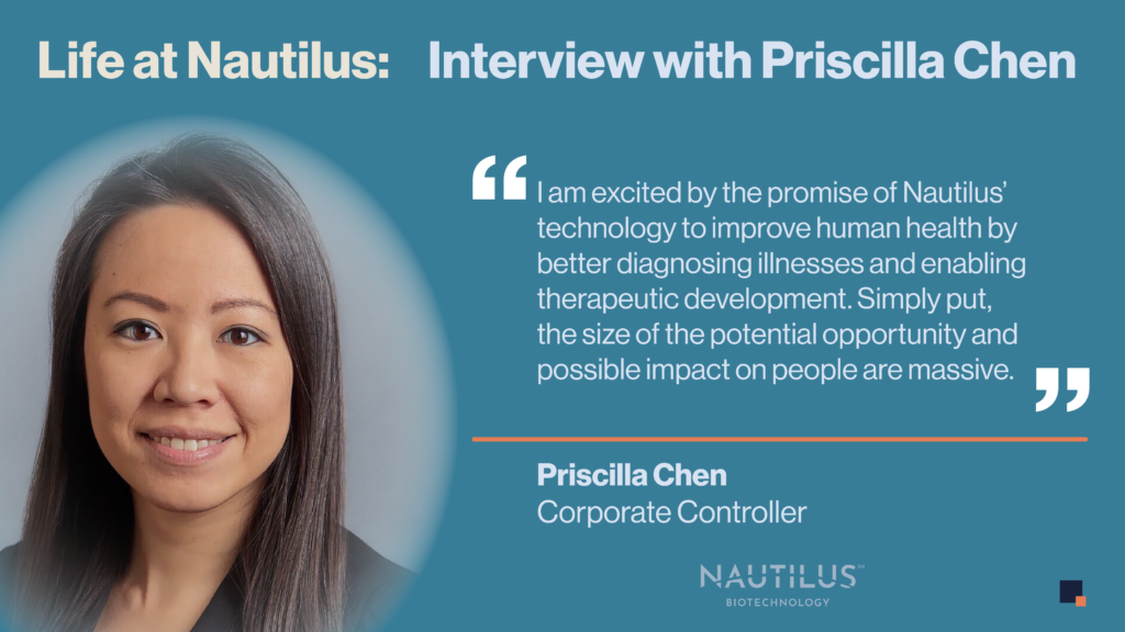 Image featuring Nautilus Corporate Controller, Priscilla Chen. The image contains the following ...